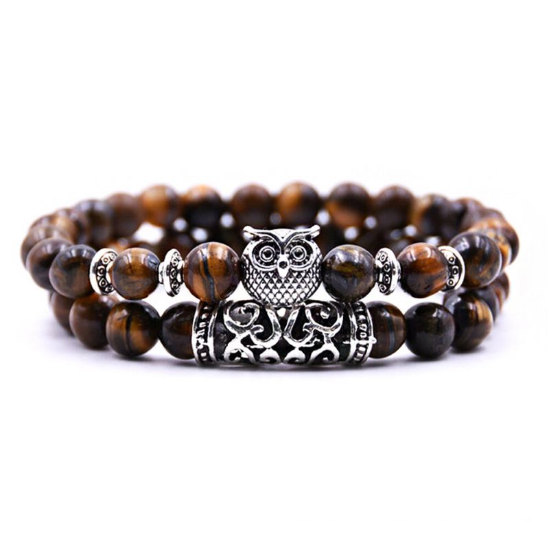 Käsintehty Tiibetin Hopea Pöllö Rannekoru Luonnollinen Jalokivi ...